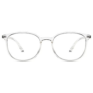 Firmoo Classic Square Blue light Blocking Computer/TV Reading Glasses,Glare Free Readers,Lightweight Plastic Frame Unisex Women/Men(Clear Frame)