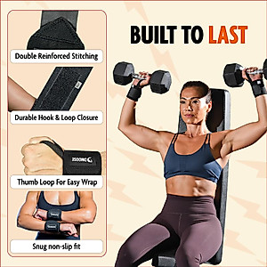 DMoose Wrist Straps for Weightlifting 12 and 18 Inches Thumb Loops with Wrist Support for Workouts Powerlifting Wrist Straps for Weight Lifting Men and Women Black II