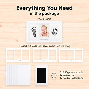 KeaBabies Inkless Baby Hand And Footprint Kit Frame and Baby Hand and Footprint Kit - Personalized Baby Picture Frame for Newborn - Baby Footprint Kit