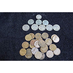 PDS American Classics Coin Bag. A total of 34 Coins -- 5 Full Date Buffalo Nickels, 25 Unsearched Wheat Pennies, 3 Steel Cents, and a Silver Mercury Dime - - The American Coins Collection. 1c, 5, 10c Seller Circulated Condition to Fine