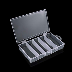 Newbested 4 Pack 5 Grid Clear Plastic Fishing Tackle Bait Hooks Storage Box,Visible Bead Jewelry Making Findings Utility Organizer Container Case for Jewelry,DIY Crafts(7.1" x 4.3" x 1.2")