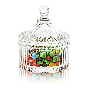 YOUEON Set of 4 Glass Candy Dish with Lid, Crystal Candy Jar, Decorative Candy Bowl, Cookie Jar, Jewelry Dish, Covered Candy Jar, Small Glass Jars for Candy Buffet, Kitchen, Home, Office Desk