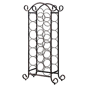 Kings Brand Furniture - Brushed Copper Floor Freestanding Metal Wine Rack, Wine Bottle Holder Stands - Holds up to 21 Bottles