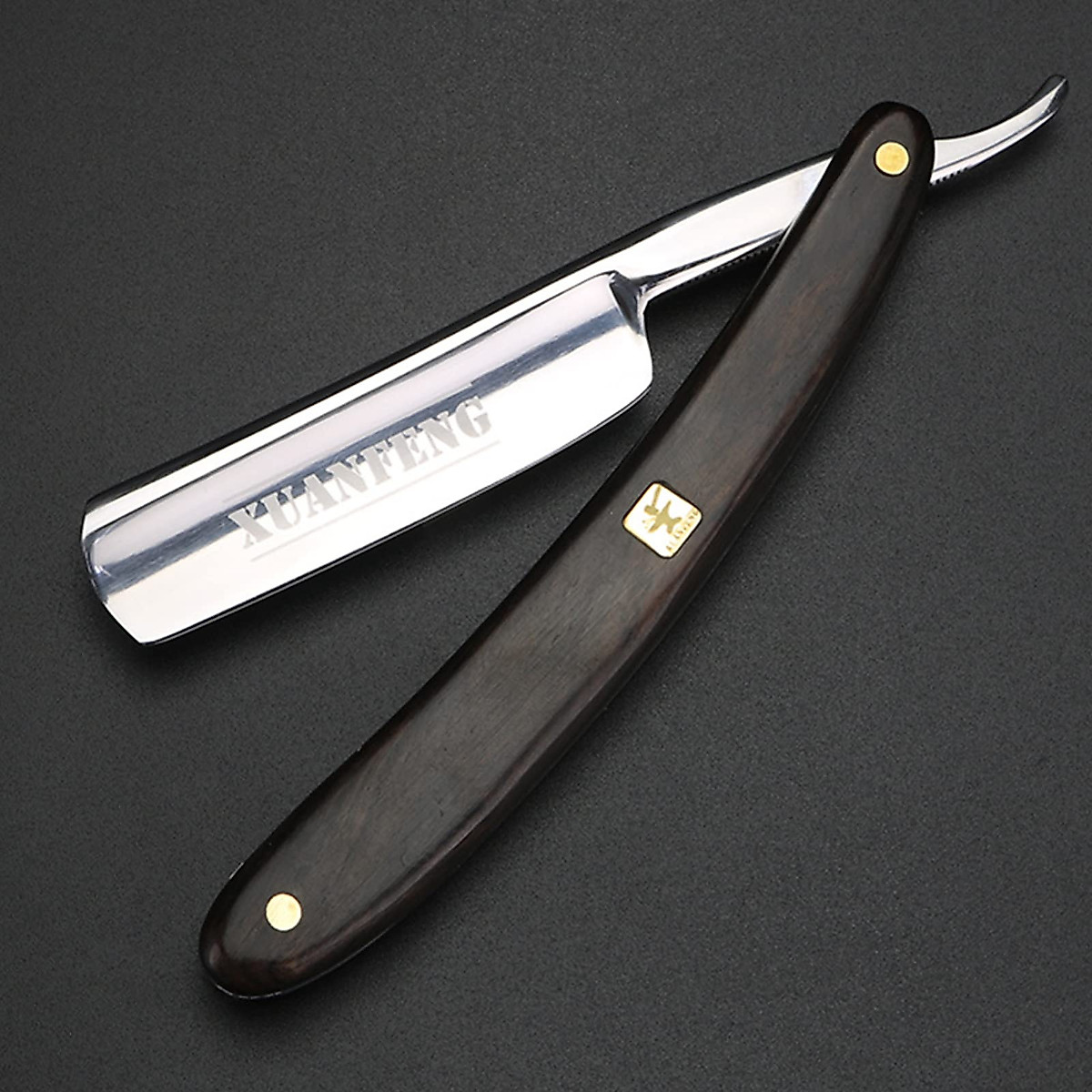 Straight Razor, Wooden Straight Edge Razor for Man Stainless Steel Manual Razor Kit Wood Shaving Razor Vintage Straight Razor for Man, Barber Hairdressing Razor,#01