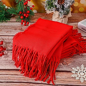 Hicarer 6 Pcs Winter Scarf for Men Women Warm Soft Neck Scarf with Tassel Edge Classic Imitation Cashmere Scarf
