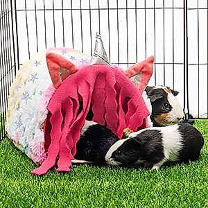 Guinea Pig Hideout - Fleece Tunnel House Cage Accessories for Rat Hamster Hedgehog Chinchilla Small Animal - Playing Sleeping Hunting Resting Washable Tube Bedding Habitats