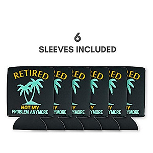 Retirement Can Coolers - 6 Pack - Retirement Stocking Stuffer - Retired Not My Problem Anymore Thermocoolers - Funny Retirement Gifts for Women and Men - Insulated Drink Holder with Palm Trees