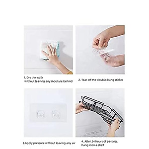 Shower Caddy Corner, Corner Shower Shelf for Bathroom, Shower Corner Shelf with 8 Hooks, No Drilling Self Adhesive