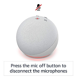 Echo Dot (4th Gen) | Smart speaker with Alexa | Glacier White