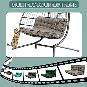 Sauqzoh Replacement Cushions for Swing, Swing Cushions 3 Seater Replacement, Waterproof Thicken Washable Pad Cushion for Outdoor Indoor Furniture Swing Patio (Khaki, Swing Cushions 55inch)