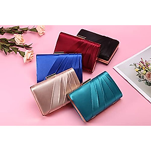 Mulian LilY Teal Pleated Satin Clutch Purse For Women Wedding Bridal Clutch Bag Prom Party Clutch M426