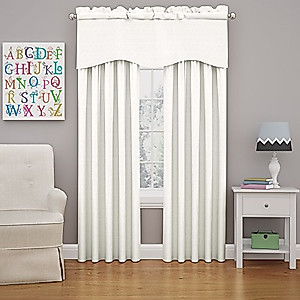 Eclipse Kendall Modern Scalloped Valance Rod Pocket Window Curtain for Kitchen or Bathroom, 42" x 18", White