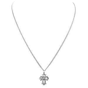 Rosemarie Collections Small Religious Four Way Cross Pendant Necklace 18"