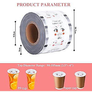 JIAWANSHUN Cup Sealer Film 95 mm (3.74'') Tea Cup Sealing Film for PP Cups/Paper Cup