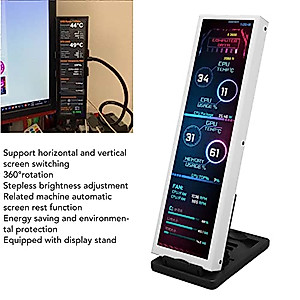 Computer Temp Monitor, 8.8in IPS 1920x480 60Hz PC Sensor Panel Display Multifunction for Desktop