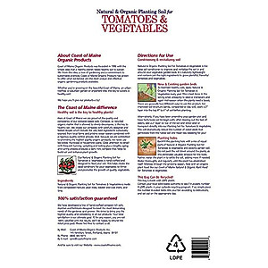 Coast of Maine Tomatoes and Veggies, 20qt (Pack of 2) Organic and Natural Planting Soil, Crafted for Vegetable Gardens and Organic Growers