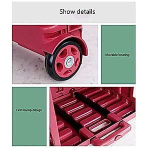 OMOONS Shopping Cart Foldable Shopping Cart Portable Grocery Utility Cart Ultra-Light Shopping Trolley for Shopping, Picnic, Home Storage Utility Cart/Red