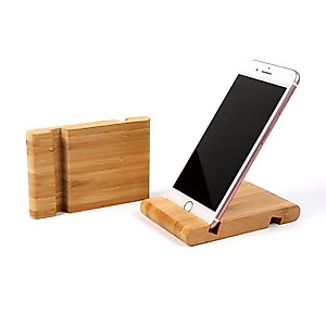 Cell Phone Stand for Desk Wood, Wooden Mobile Phone Holder, Portable Desktop Smartphone Stand, Universal Cell Phone Holder