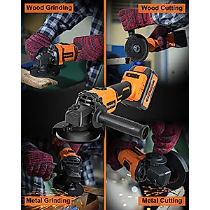 Heywork 21V Cordless Grinder Kit,4" Blade,10000 RPM Brushless Motor Cordless Angle Grinder,4Ah Lithium Ion Battery Grinder & Quick- Charger,2-Position Handle,Cutting and Grinding Wheels