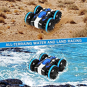 PECMPO Water and Land RC Car for Kids-2.4GHz Remote Control Boat Waterproof RC Monster Truck Stunt Car 4WD RC Vehicle-Toys Gift for 6-12 Year Old Boys Girls Teen