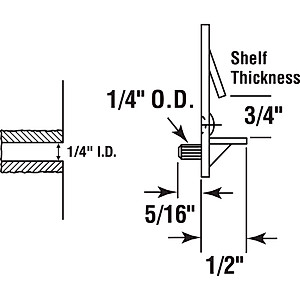 Prime-Line U 9398N Self-Locking Shelf Support Pegs, 1/4 In. Peg x 3/4 In. Shelf, Plastic (4 Pack)
