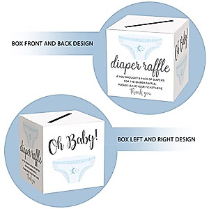mermermu Diaper Raffle Tickets and Advice Cards For Baby Shower - 1 Card Collection Box & 50 Tickets, Baby Shower Card Box, Party FavorsDecorationsSupplies, Game Kit, 8" Card Box -002BOX