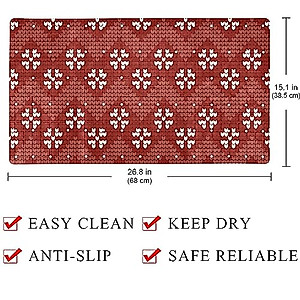 Bath Tub Shower Mat - Anti-Slip PVC Material 15.1x26.8 in, Gentle Cushioning Quick Drying Suction Cups Reliable Solution - Oriental Ethnic Elements Pattern Non-Slip Floor Mat