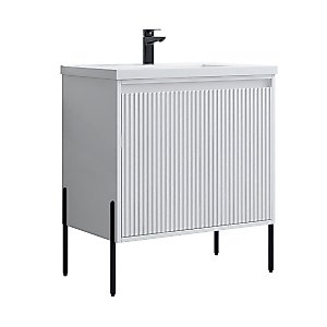 Dowell 24" Inch White Bathroom Vanity with Ceramic Sink Combo, Modern Bathroom Cabinet with Soft-Close Door, Freestanding Single Bathroom Vanity Set - 002 Series [Assembly Required]