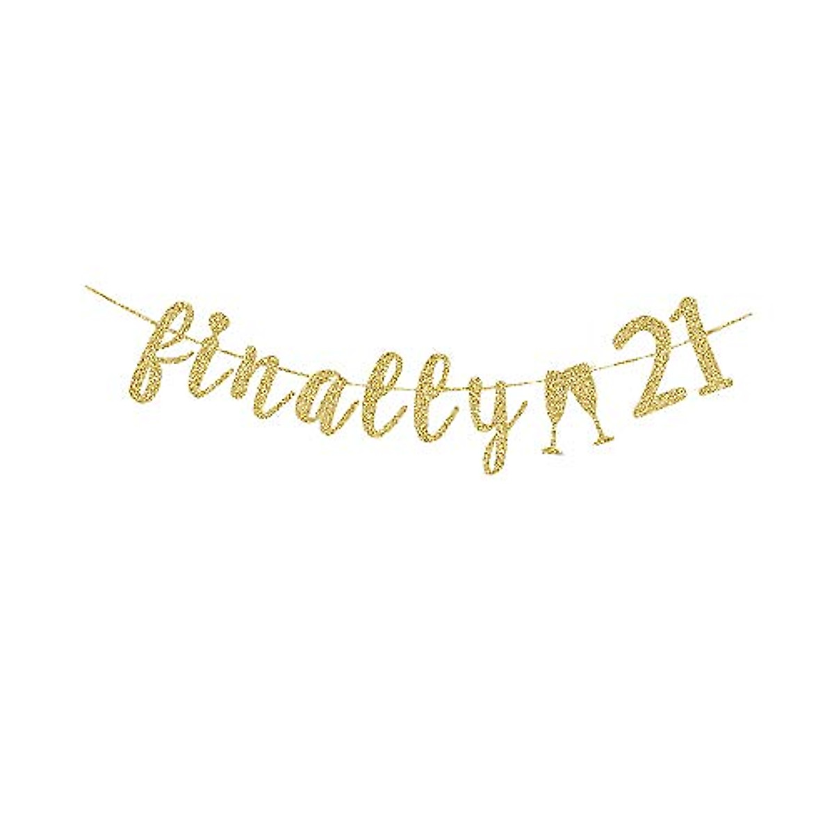 Finally 21 Banner, 21st Birthday Party Sign Gold Gliter Paper Backdrops Decors