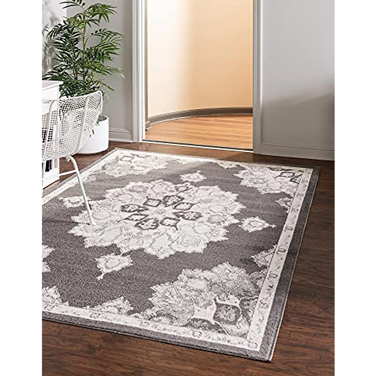 Unique Loom Parker Collection Area Rug - Kokulu (10' x 13' Rectangle, Charcoal/Gray)