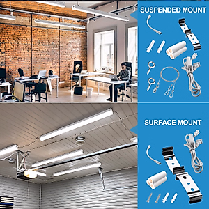 Lightdot 4FT LED Shop Lights 50W 4FT Suspend/Surface Mount, AC100-277V 4 Foot LED Shop Lights, Seamless&Wired Linkable LED Shop Lights for Workshop 750Lm Replacement Fluorescent Tubes-8Pack