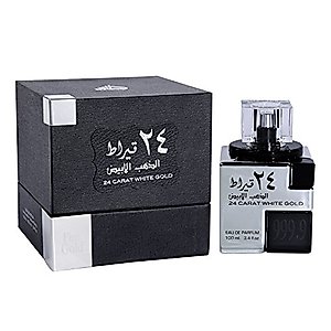 Lattafa 24 Carat White Gold for Unisex Eau de Parfum Spray, 3.4 Ounce