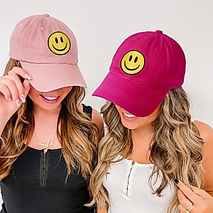 SONMONY Smiley Face Trucker Hat Adjustable Dad Hat for Men Women Baseball Caps Cute Unstructured Smile Embroidered Hat