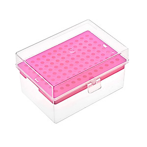 uxcell Pipette Tips Box 96-Well Polypropylene Tip Holder Container for 200ul Pipettor 5mm Hole Diameter Red