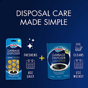 Glisten Garbage Disposer Cleaner, Odor Eliminator with Foaming Action, Removes Build-up and Deep Cleans, Lemon Scent, 4 Uses