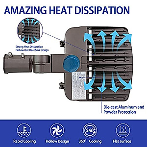 OSTEK 150W LED Parking Lot Light with Dusk to Dawn Photocell, 20KV Surge Protection, 5000K 21000LM LED Shoebox Lights with Slip Fitter Mount- Outdoor Pole Area Street Light, AC100-277V, UL&DLC Listed
