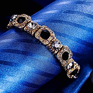 EleQueen Women's Wedding Bridal Vintage Inspired Black Austrian Crystal Tennis Bracelets