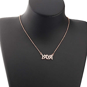 ENSIANTH Yaya Necklace Grandma Jewelry Yaya Letter Necklace Nana Mimi Gigi Gift Family Jewelry (RG)