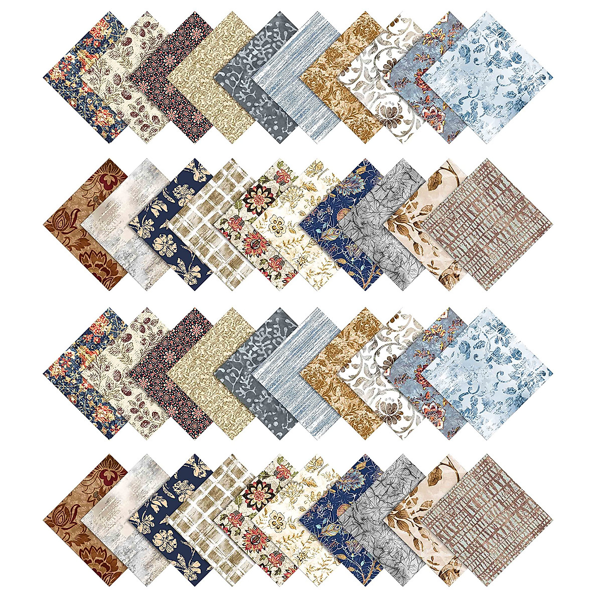 Soimoi Floral Floral with Texture Print Precut 5-inch Cotton Fabric Quilting Squares Charm Pack DIY Patchwork Sewing Craft- Multicolor