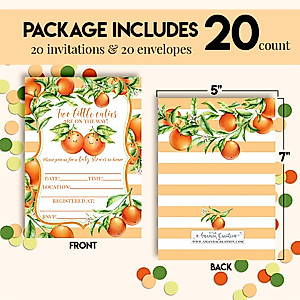 Amanda Creation Two Little Cuties Twin Baby Shower Invitations, 20 5x7 Fill-In Cards with Twenty White Envelopes
