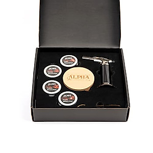 Alpha Cocktails - Cocktail Smoker Kit with Torch - Great for Smoking Whiskey and Bourbon Drinks - 4 Flavors of Smoking Wood Chips with Butane Torch - Homemade Smoked Cocktails - [butane not included]