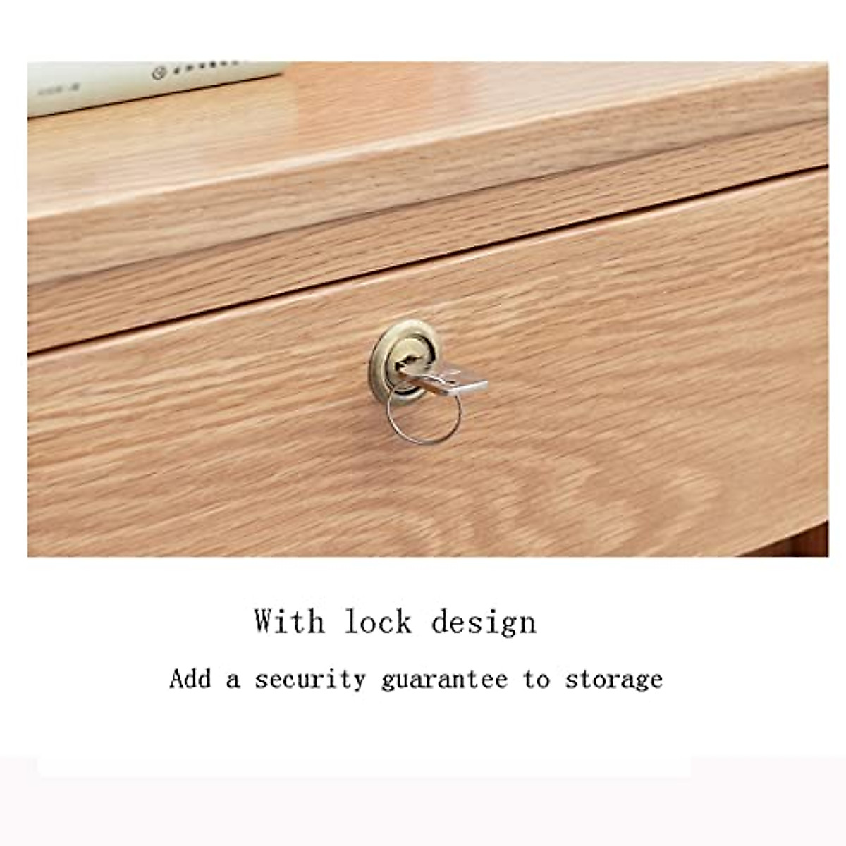 FFNUM Bedside Table Wood Nightstand with Lock and 3 Drawers - No Assembly Required Table for Bedroom, Livingroom and Bathroom, 15.7" L x 13.8" W x 22.8" H Night Stand