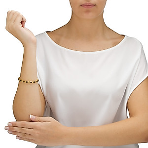 PalmBeach Yellow Gold-plated Emerald Cut Genuine Smoky Quartz, Tennis Bracelet (5.5mm), Hidden Box Clasp, 7.25 inches