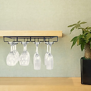 AMUFYSHH 3 Rows Wine Glass Rack for Under Cabinet, 2 Packs Stemware Racks, Hanging Wine Glasses Metal Rack, Storage Hanger Organizer for Kitchen Cabinet Bar (DOUBLE)