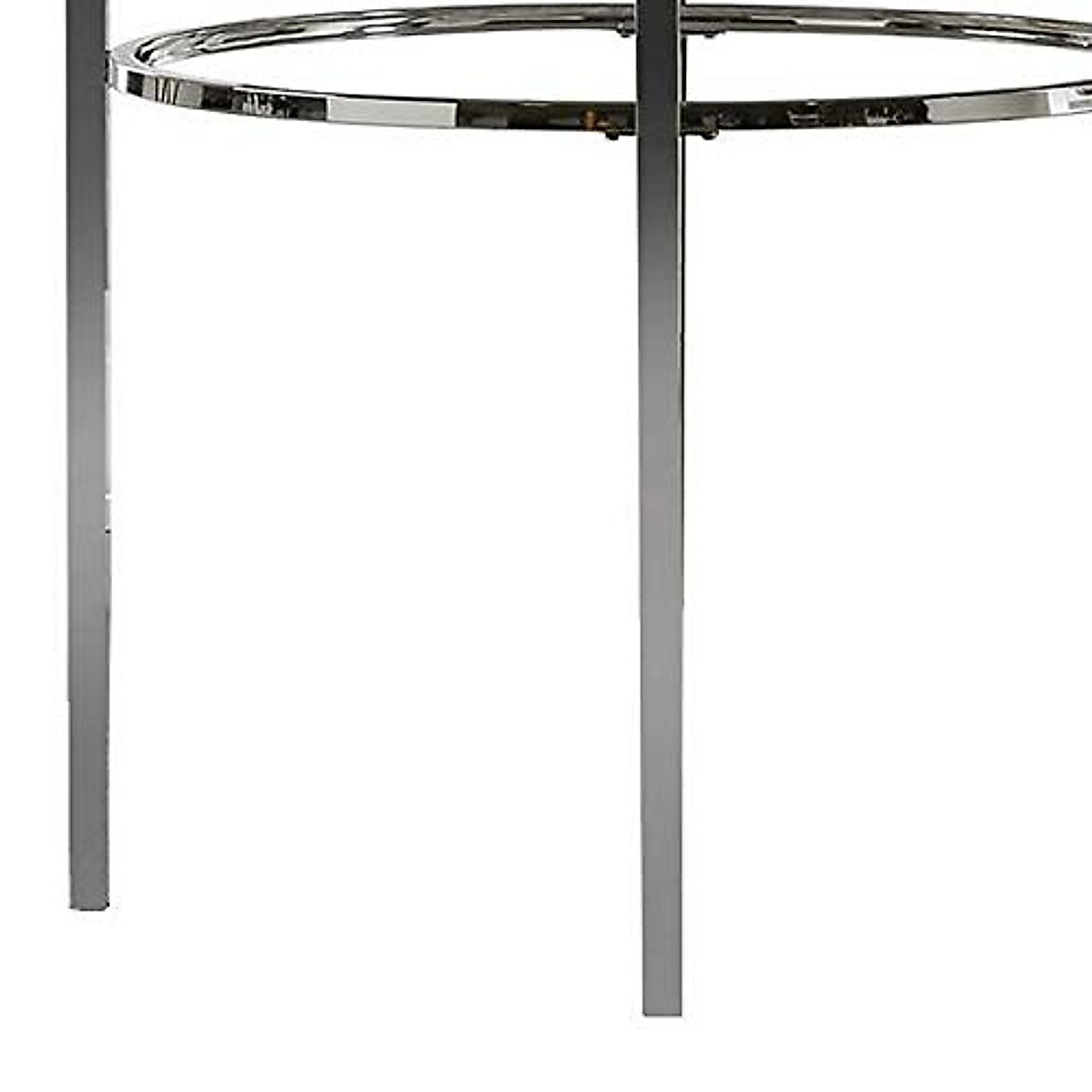 Benjara Contemporary Round Dining Table with Faux Marble Top, White and Chrome