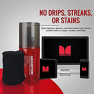 Monster 6.7 oz. Spray Screen Cleaner Kit with Microfiber Cloth for Electronic Devices – Ideal for LED, LCD, OLED, Smart TV, Computer Monitors, Laptops, iPad, and iPhone Screens