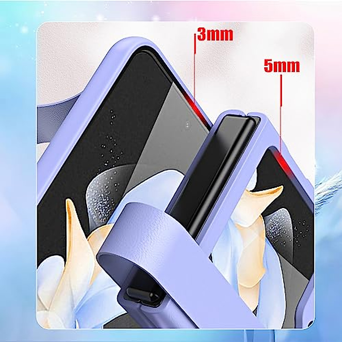 for Samsung Z Flip 5 Case with Wrist Strap, Anti-Drop Z Flip 5 Leather Case with Strap, Ultra-Thin PU Skin-Feel Flip 5 Case Anti-Scratch Shockproof Case for Samsung Galaxy Z Flip 5 5G 2023 (Pink)