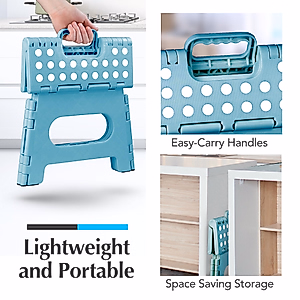 Handy Laundry Folding Lightweight Step Stool is Sturdy Enough to Support Adults and Safe Enough for Kids. Opens Easy with One Flip. Great for Kitchen, Bathroom or Bedroom. (Teal)