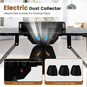 Giantex Nail Table for Nail Tech, Portable Manicure Table with Electric Dust Collector, USB-plug LED Lamp, Wrist Rest, 4 Lockable Wheels, Foldable Nail Desk with Carry Bag (Black)