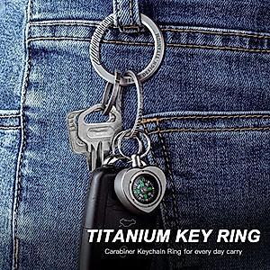 TISUR Key Rings for Keychains,Carabiner Keychain Ring Titanium Key Rings Heavy Duty Round Split Rings for Men and Women (2pcs Large key rings)